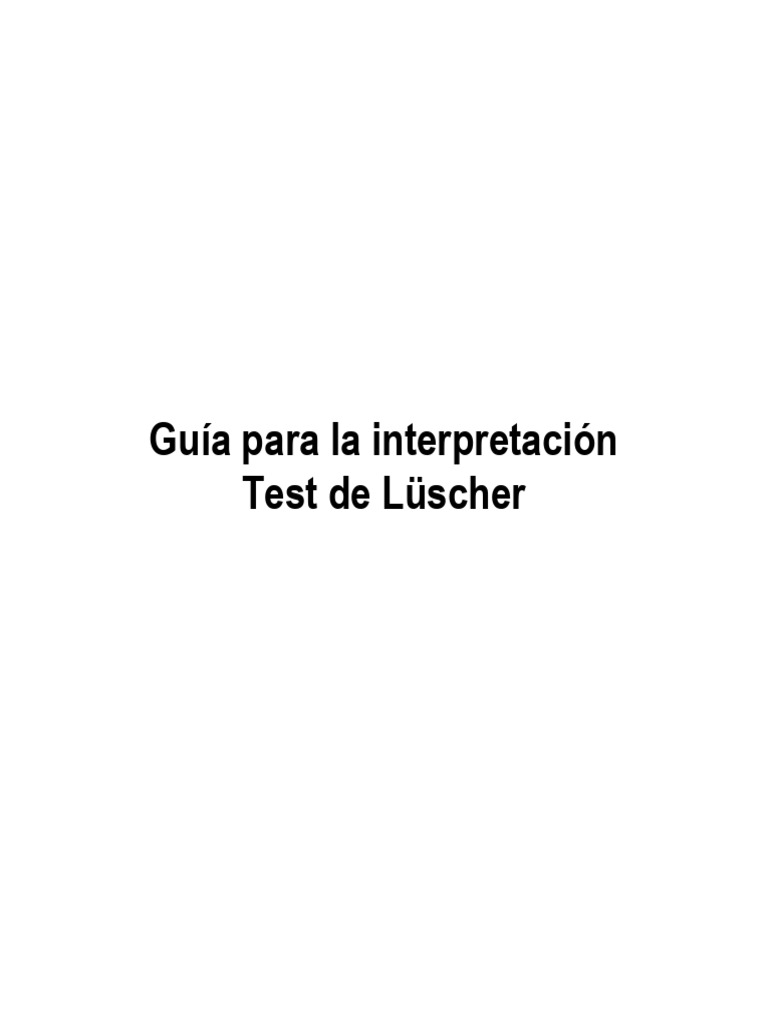 Test de Colores de Luscher. Interpretacion. | PDF | Ansiedad | Neurosis