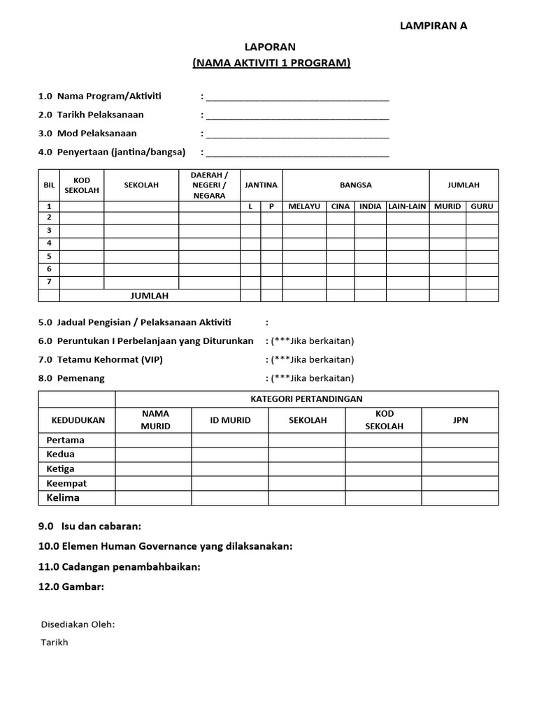 Laporan Aktiviti Program Kriket Adiwira | PDF