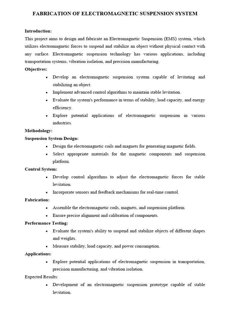 Fabrication of Electromagnetic Suspension System | PDF