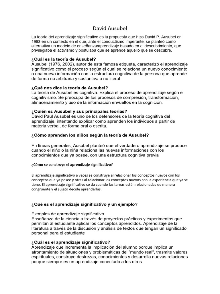 David Ausubel | PDF