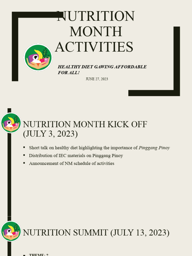 Nutrition Month Activities: Healthy Diet Gawing Affordable For All ...