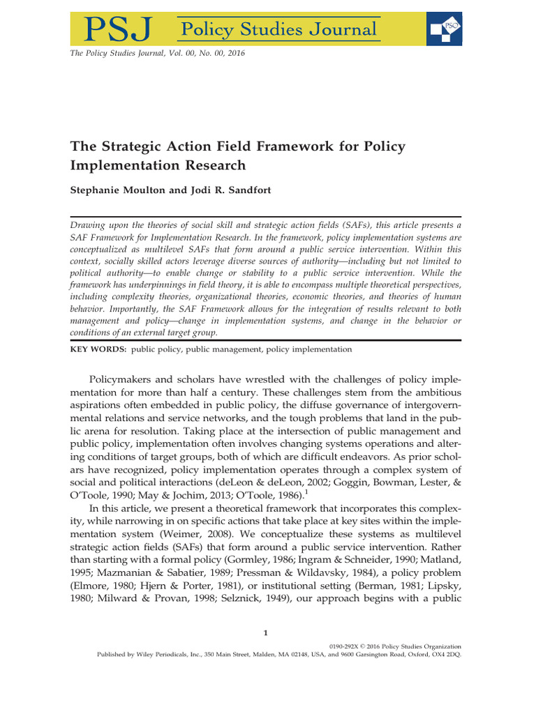 SAF Moulton2016 | PDF | Policy | System