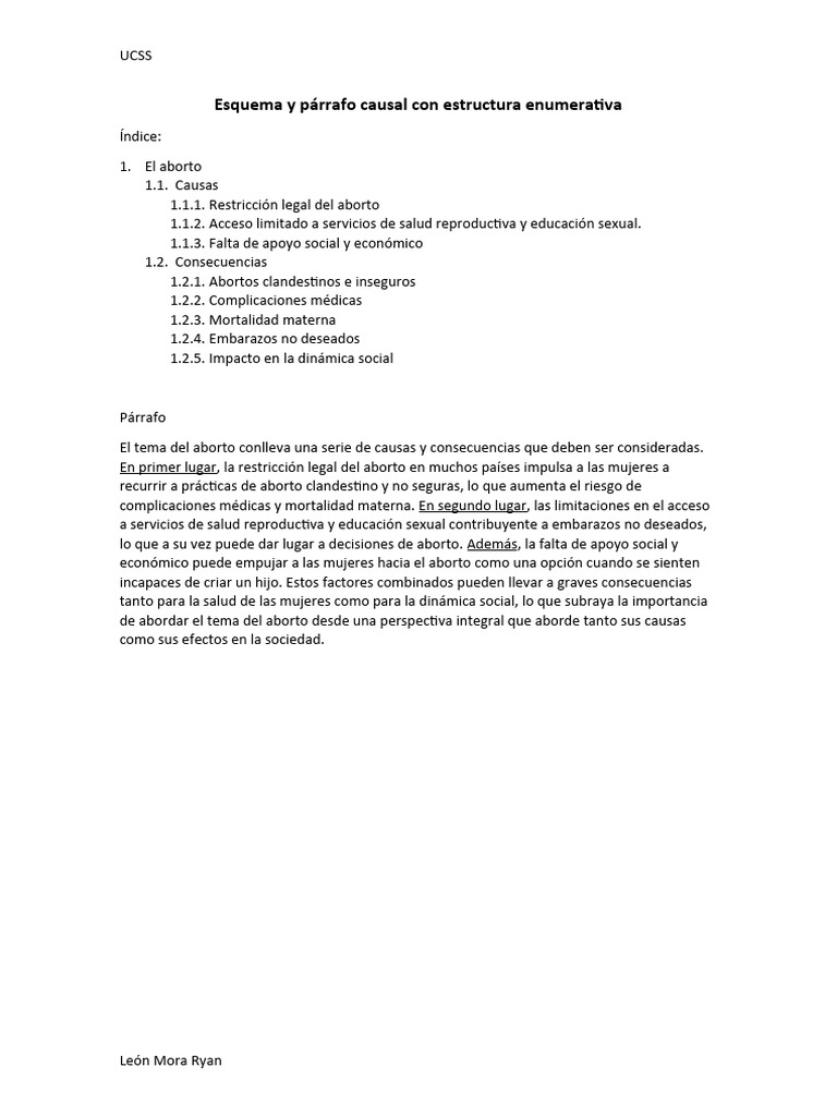 Esquema y párrafo causal con estructuras enumerativa y de cadena causal - RL (1) | PDF