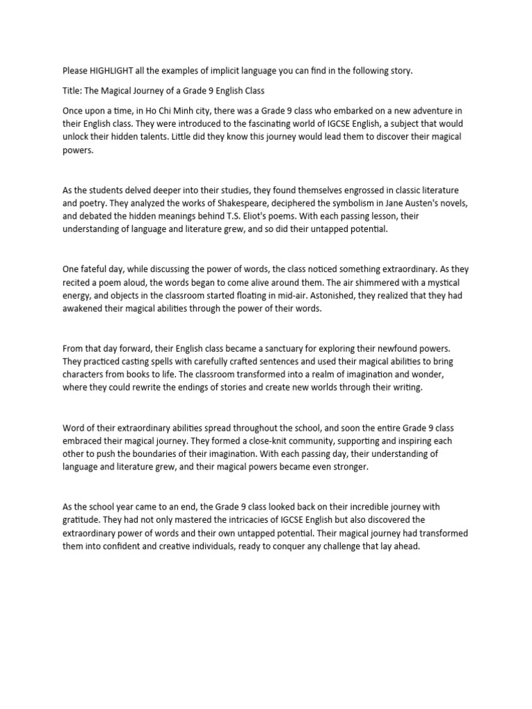 Grade 9 IGCSE Implicit Language | PDF