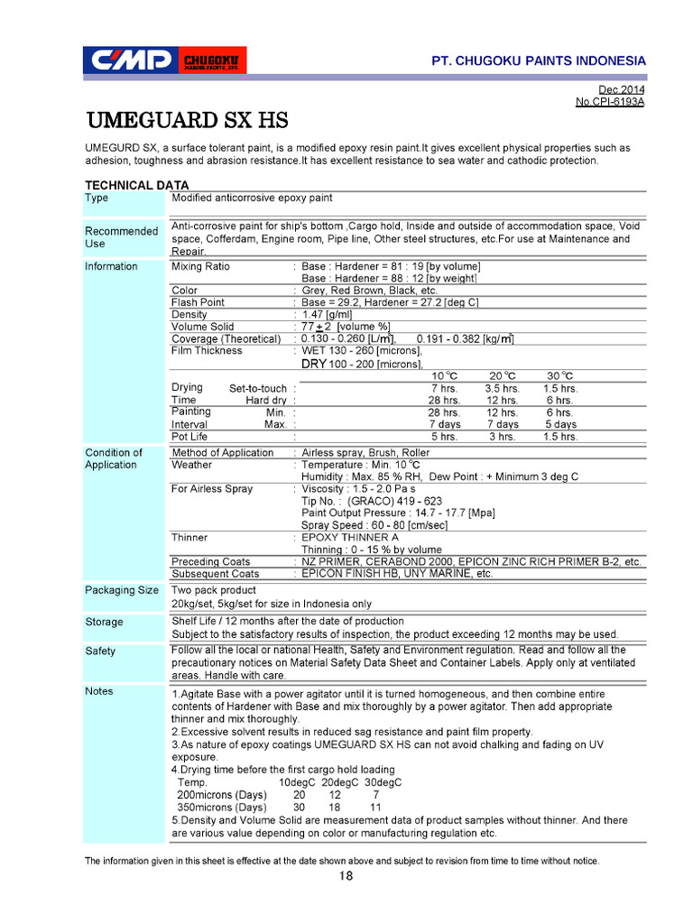 TDS Umeguard SX HS | PDF