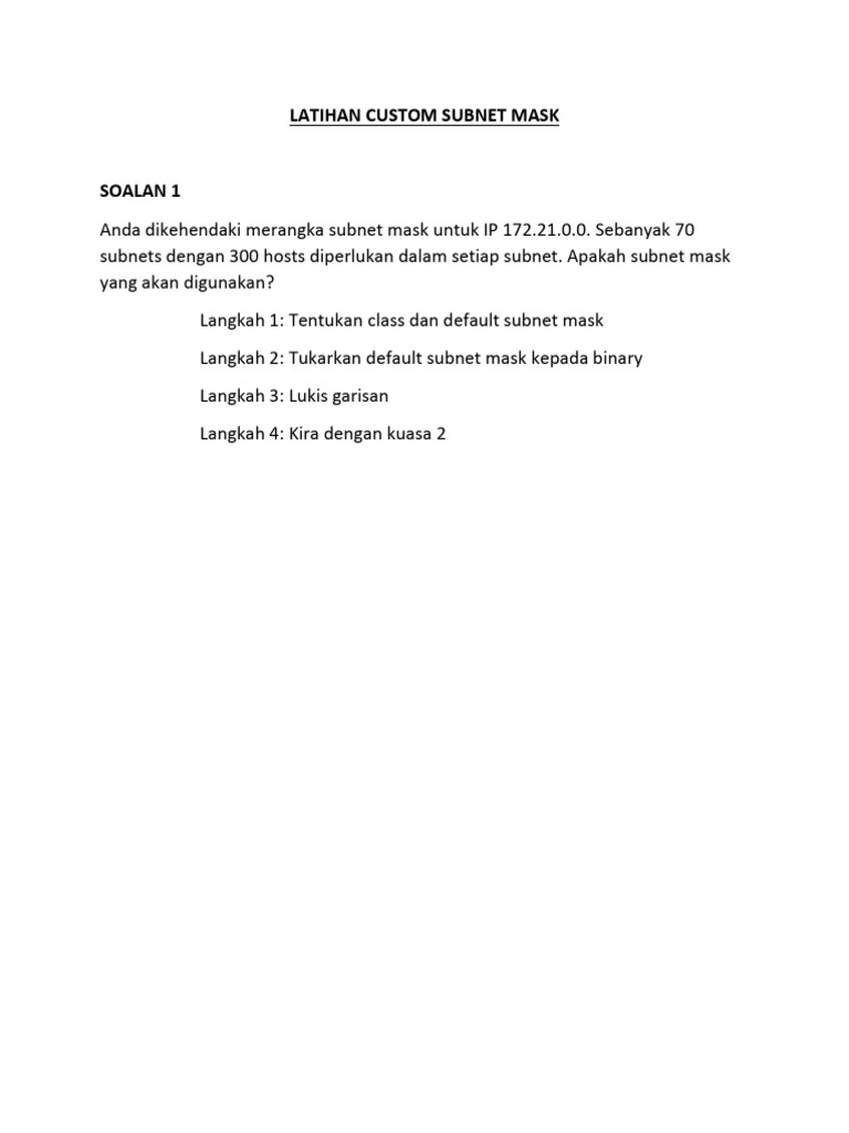 Latihan Custom Subnet Mask 1 Pdf Routing Computer Network