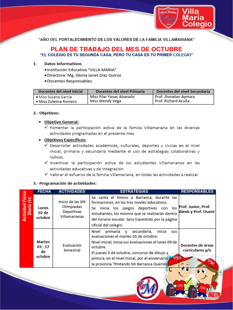 Plan de Trabajo de Octubre | PDF