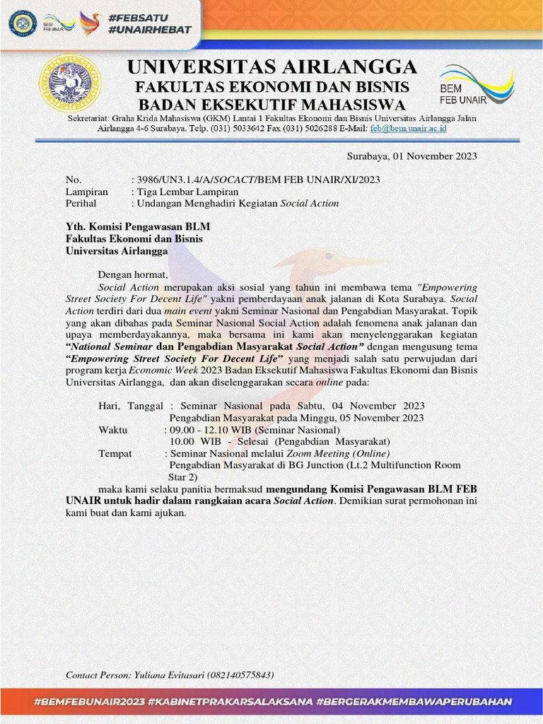 Undangan SOCACT 2023 - BLM FEB UNAIR | PDF
