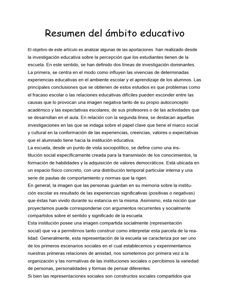 Análisis del ámbito educativo actual | PDF