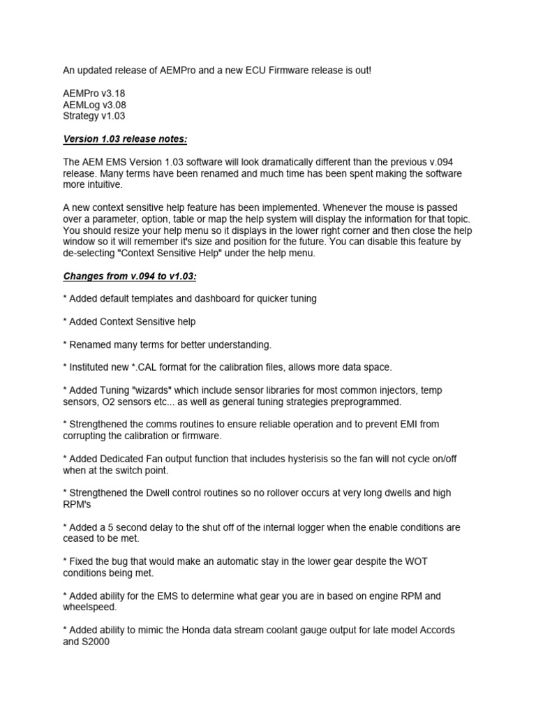 Upgrade From V0.94 To V1.03 | PDF | Manual Transmission | Automatic Transmission