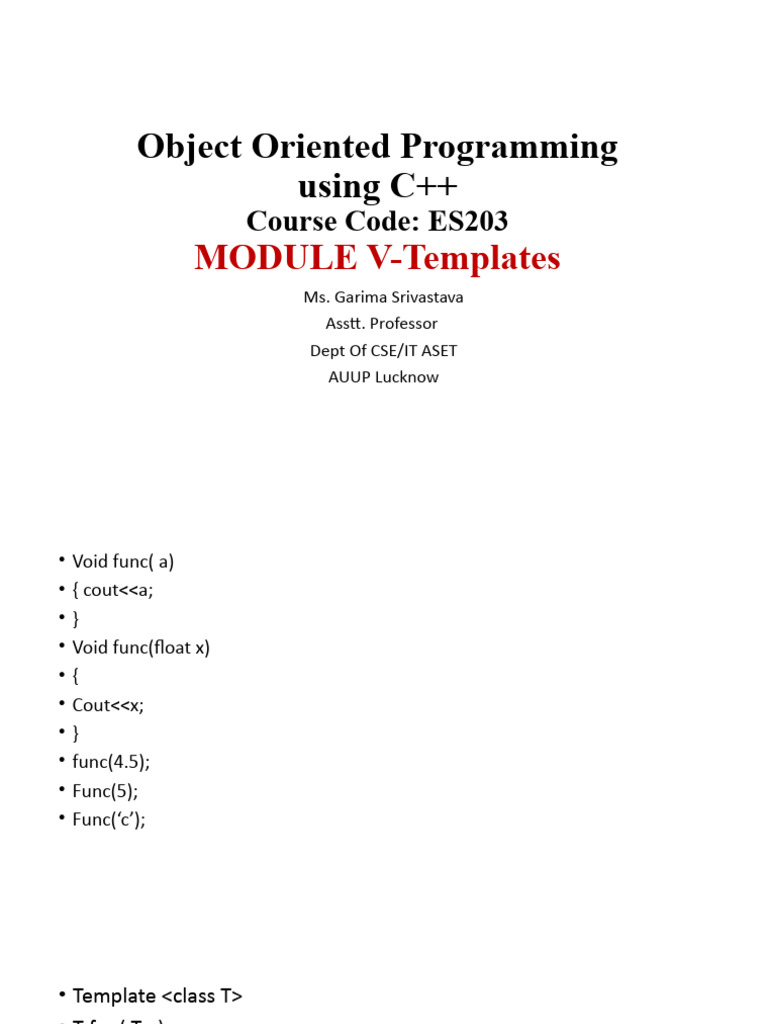 Module V Templates Pdf Parameter Computer Programming Class Computer Programming 0061