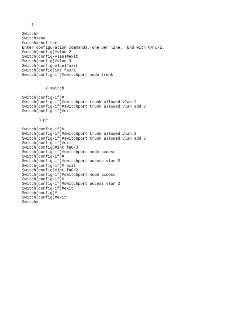 Configuracion Vlan (Comandos) | PDF
