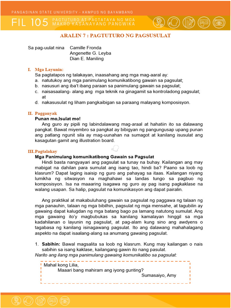 A7 Pagtuturo NG Pagsusulat | PDF