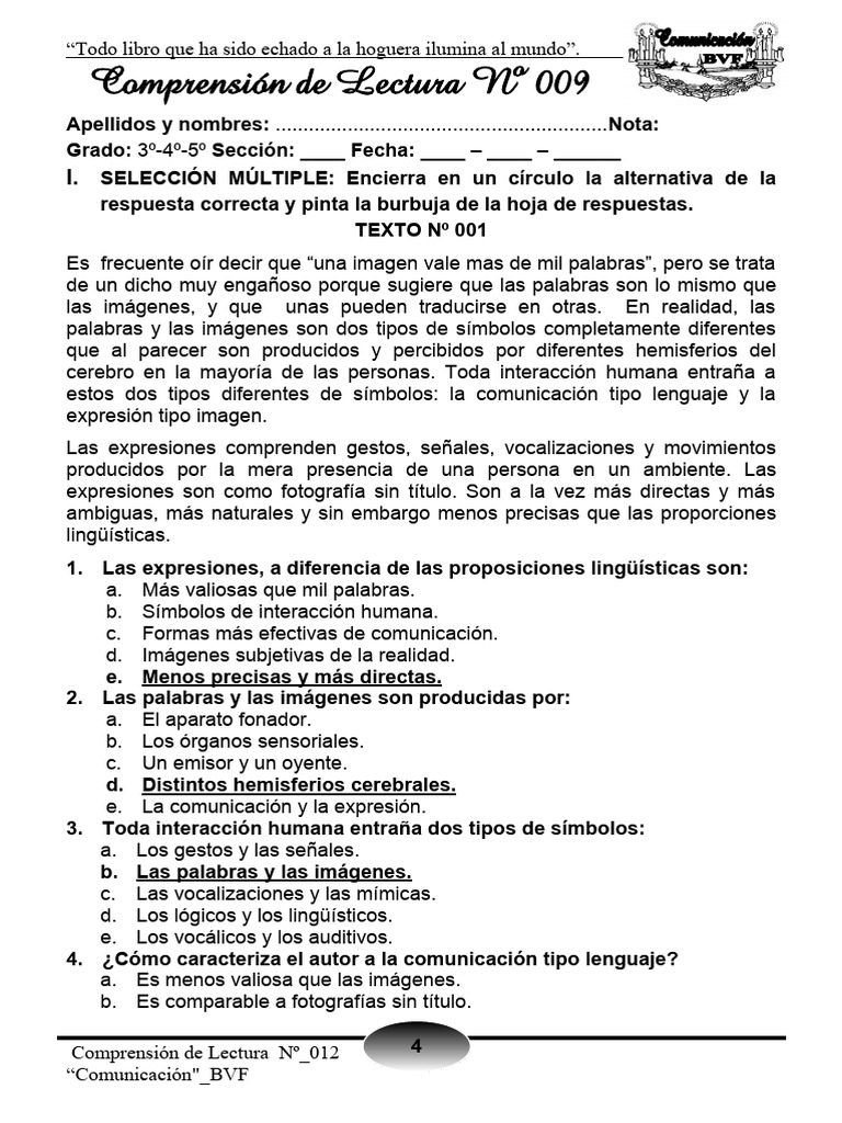12 Anexo3 Comp L9 2019 Respuestas | PDF | Comunicación | Cerebro