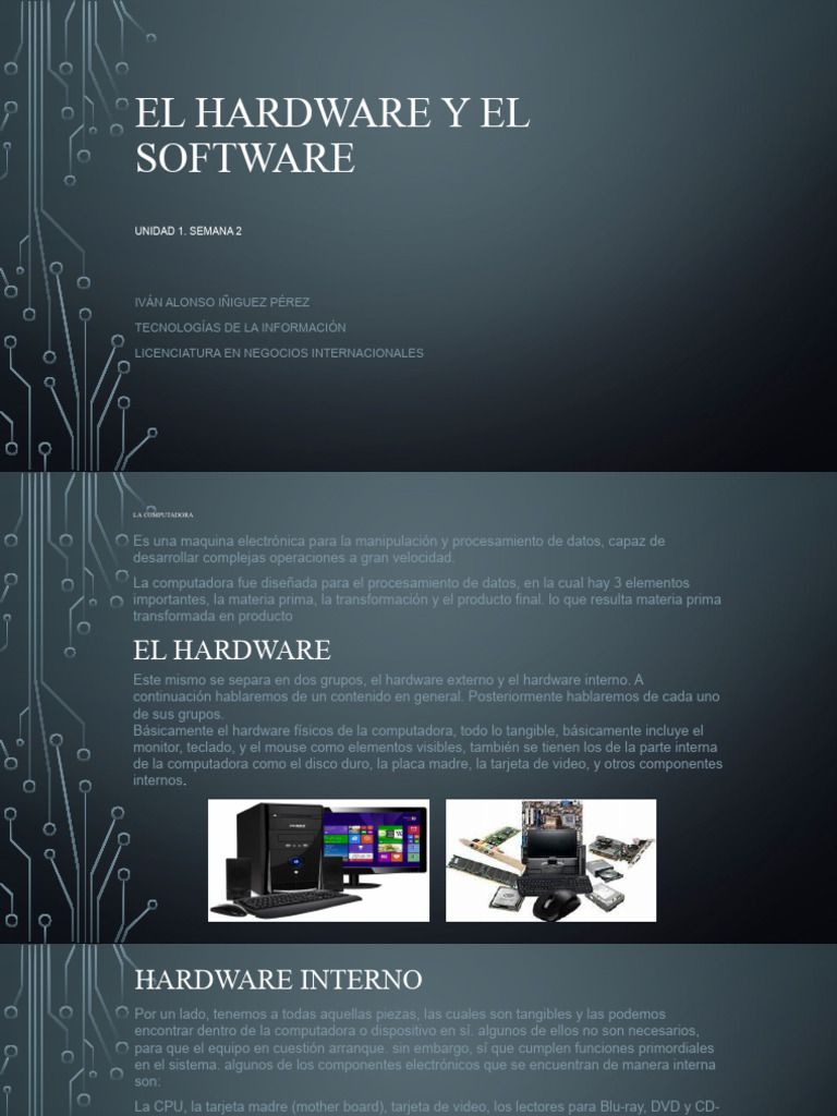 El Hardware y El Software | PDF | Hardware de la computadora | Periférico