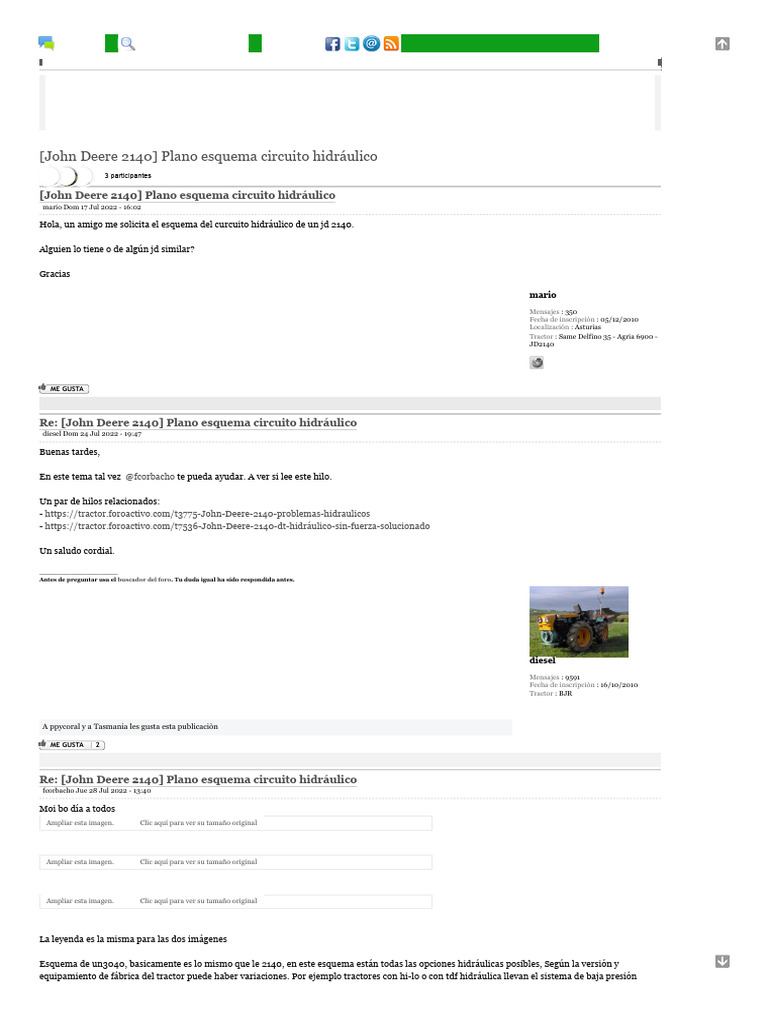 (John Deere 2140) Plano Esquema Circuito Hidráulico | PDF