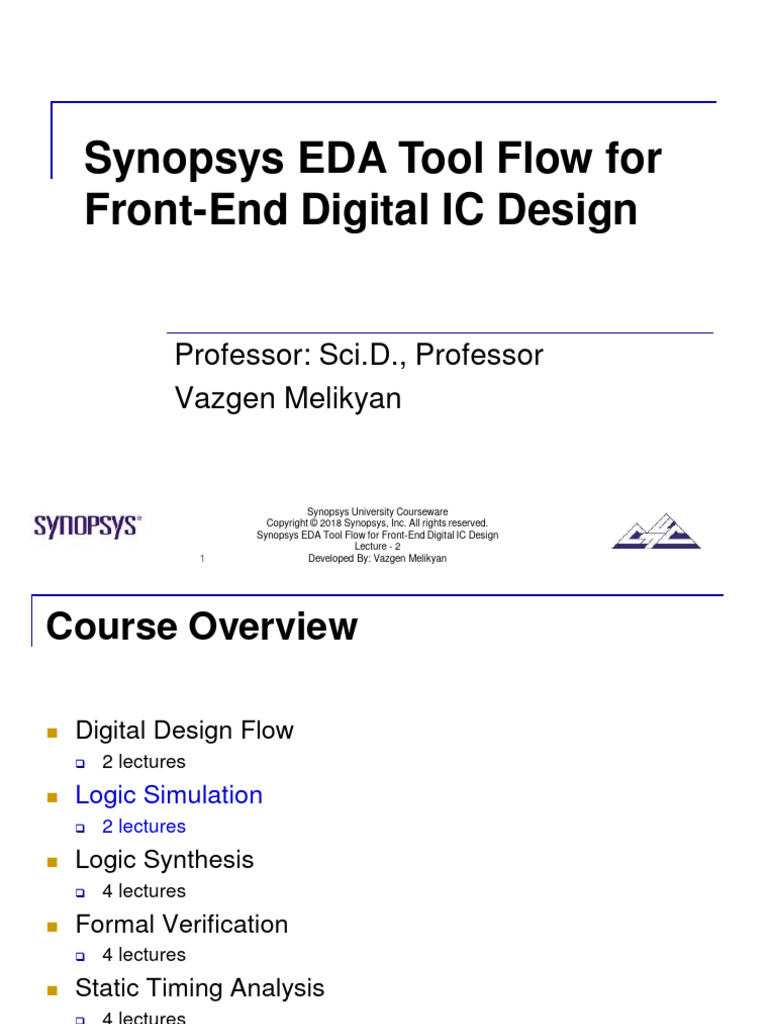 Synopsys Eda Tool Flow Front-End Digital Ic Design Lecture 2 | PDF | Electronic Design ...