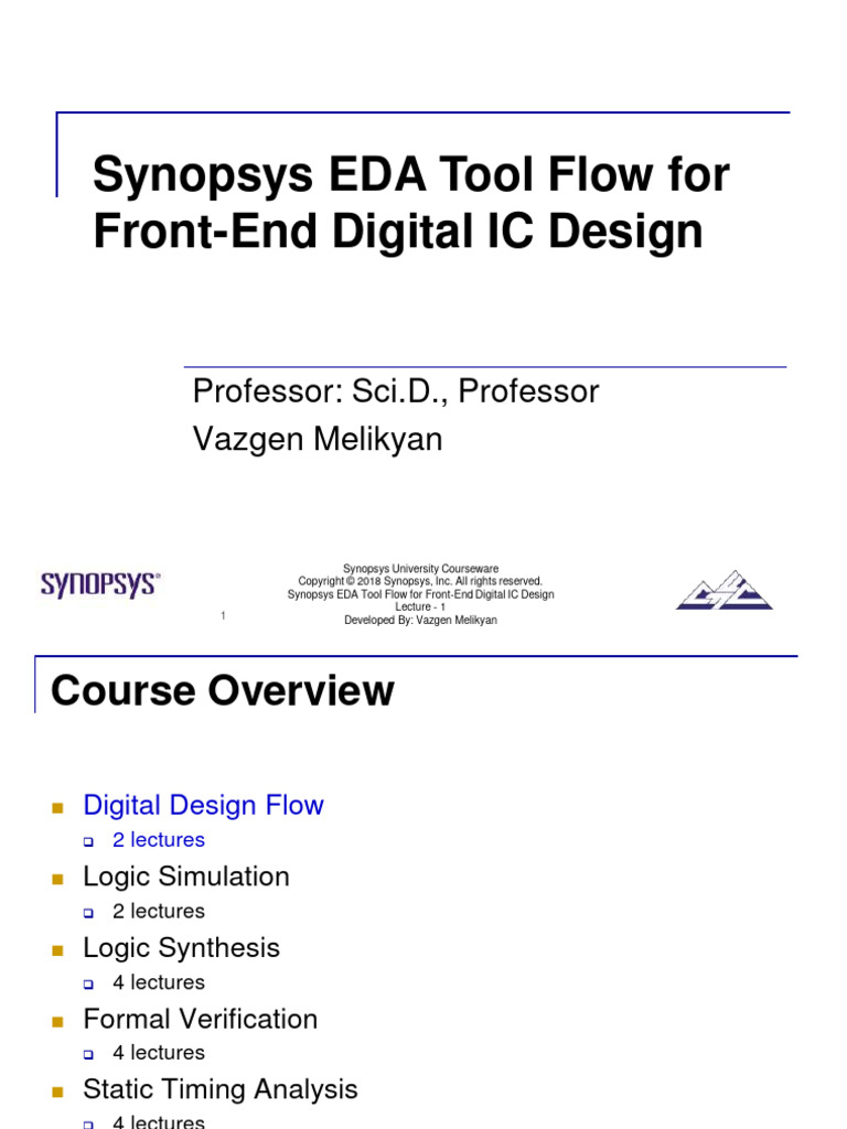 Synopsys Eda Tool Flow Front-End Digital Ic Design Lecture 1 | PDF | Electronic Design ...