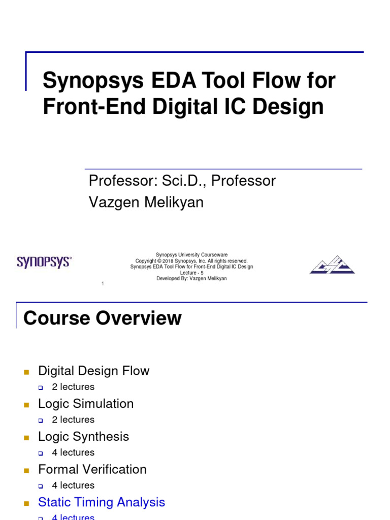 Synopsys Eda Tool Flow Front-End Digital Ic Design Lecture 5 | PDF