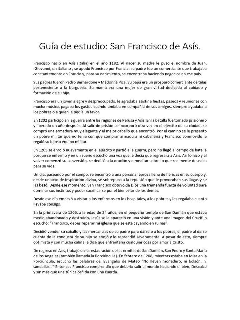 Guia San Francisco de Asis ESCRITO | PDF