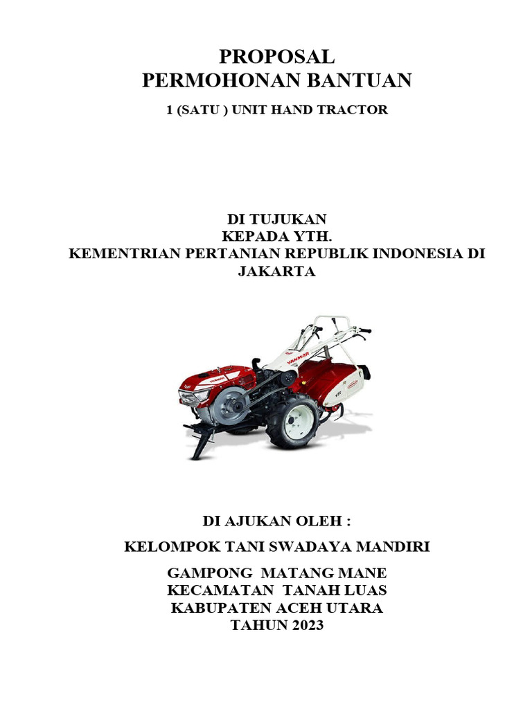 Proposal BANTUAN HAN TRACTOR 2024 | PDF