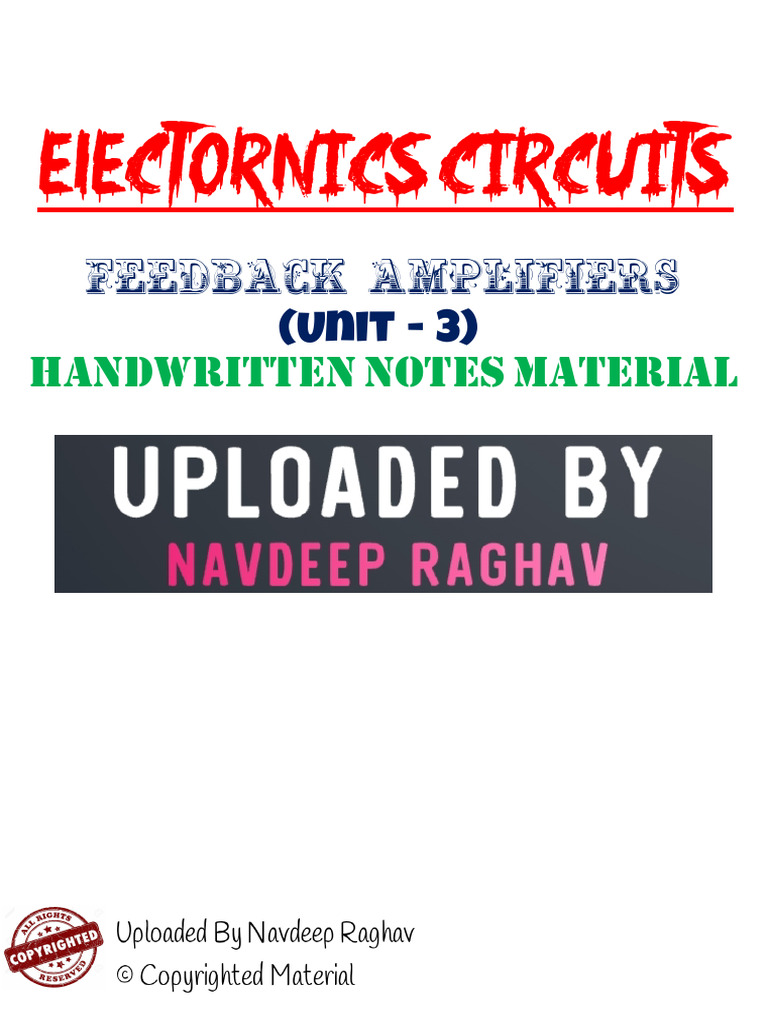 Electronic Circuits Unit 3 Feedback Amplifiers Handwritten Notes