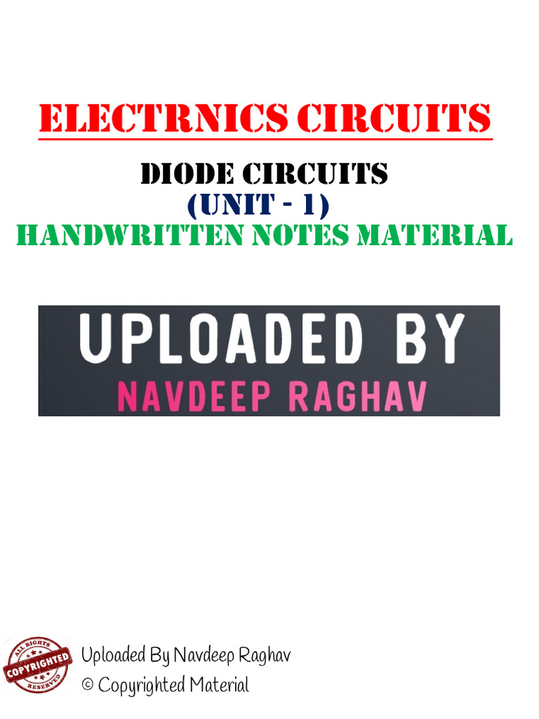 Unit 1 (Electronic Circuits) - Diode Circuits Handwritten Notes ...