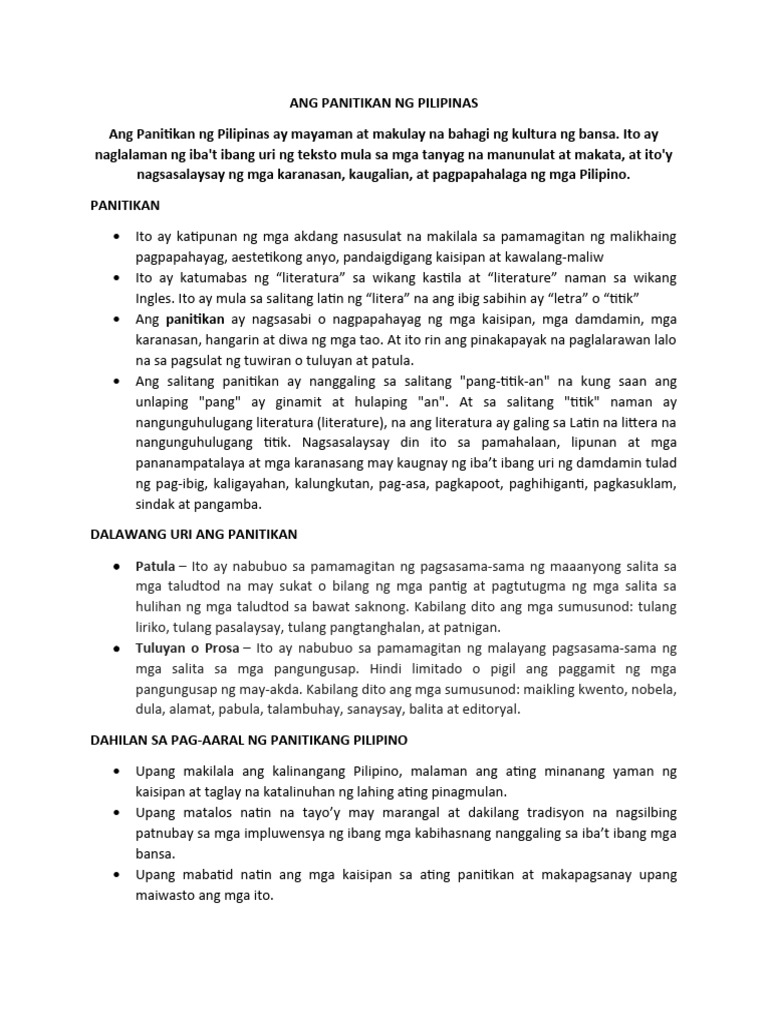 Ang Panitikan NG Pilipinas | PDF