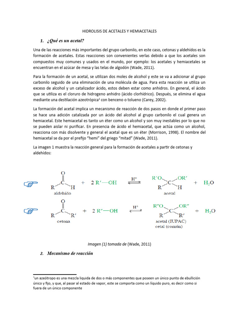 Hidrolisis de Acetales y Hemiacetales | PDF | Cetona | Equilibrio químico