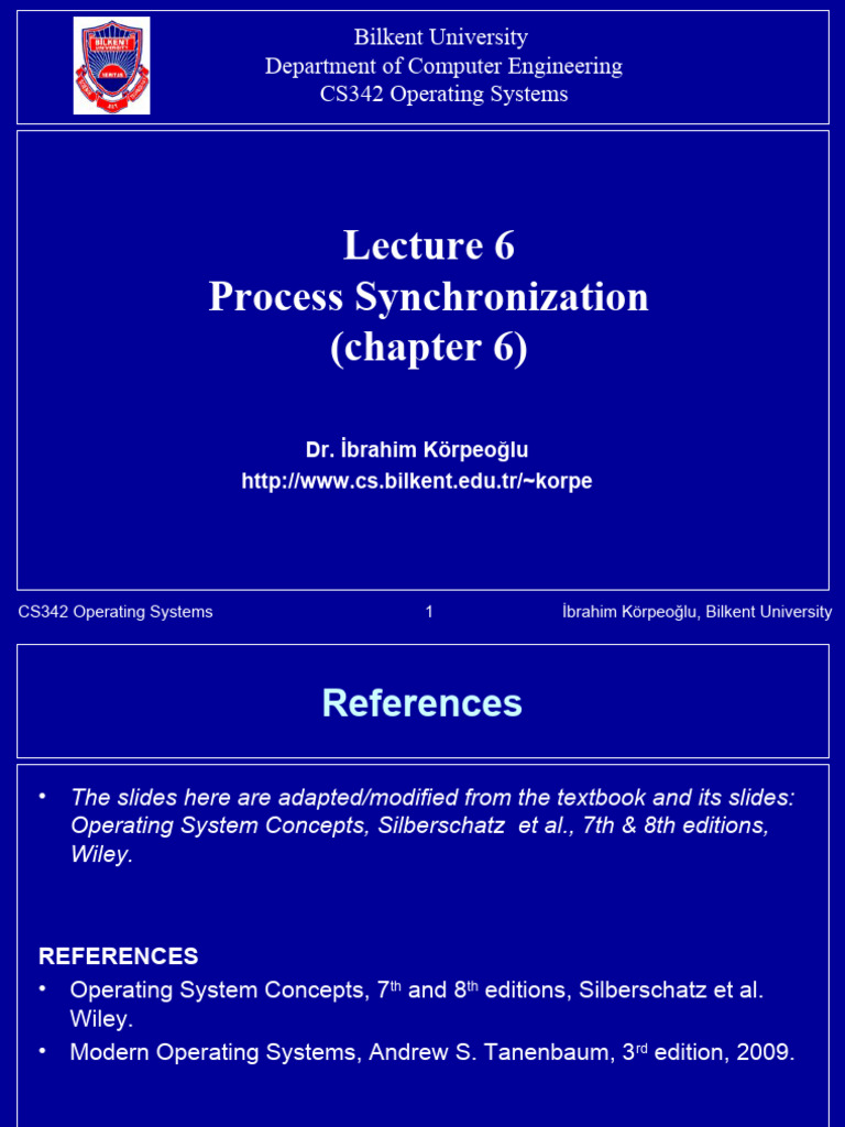 Lecture6 Synchronization | PDF | Process (Computing) | Information Technology