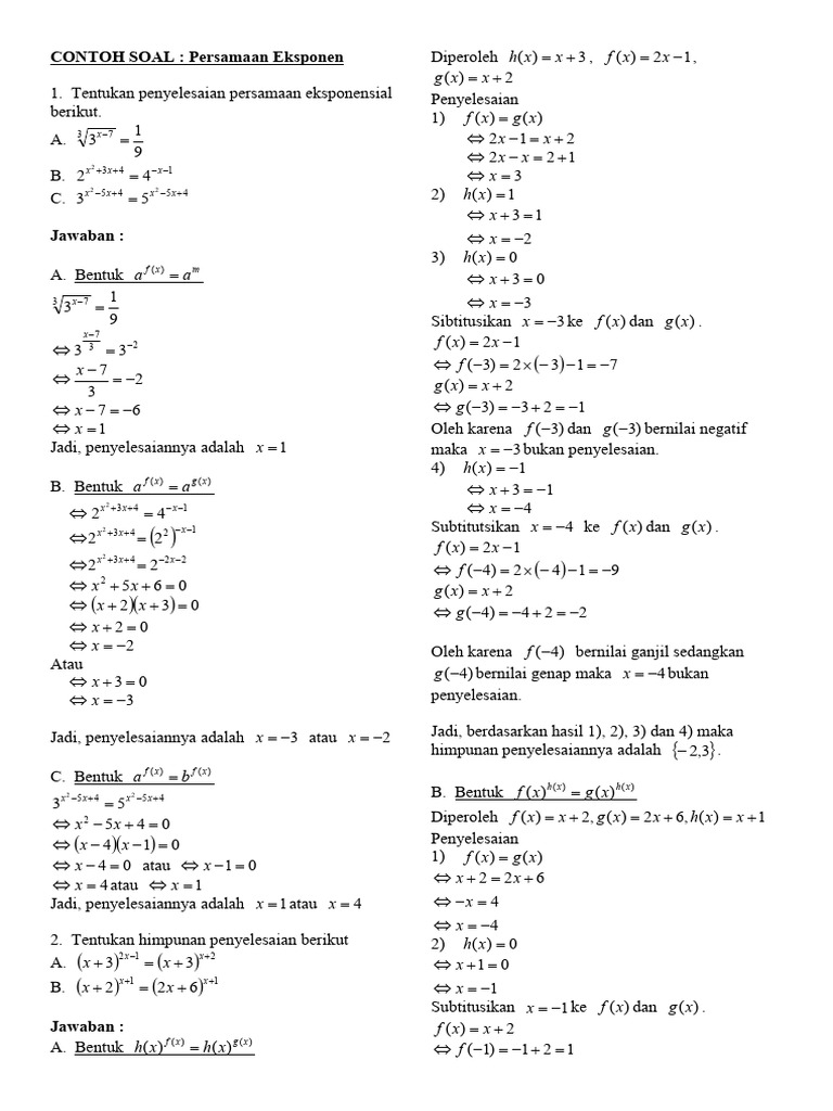 CONTOH SOAL Eks Dan Log | PDF
