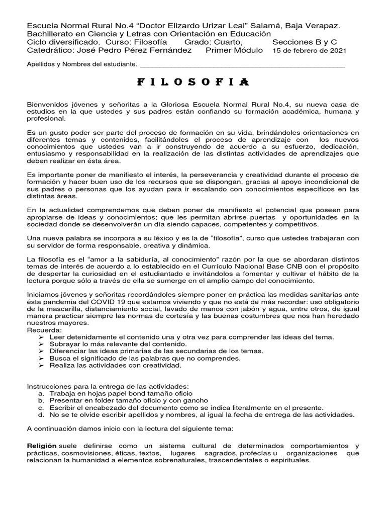 4to. Módulo 1 de Filosofía B & C | PDF