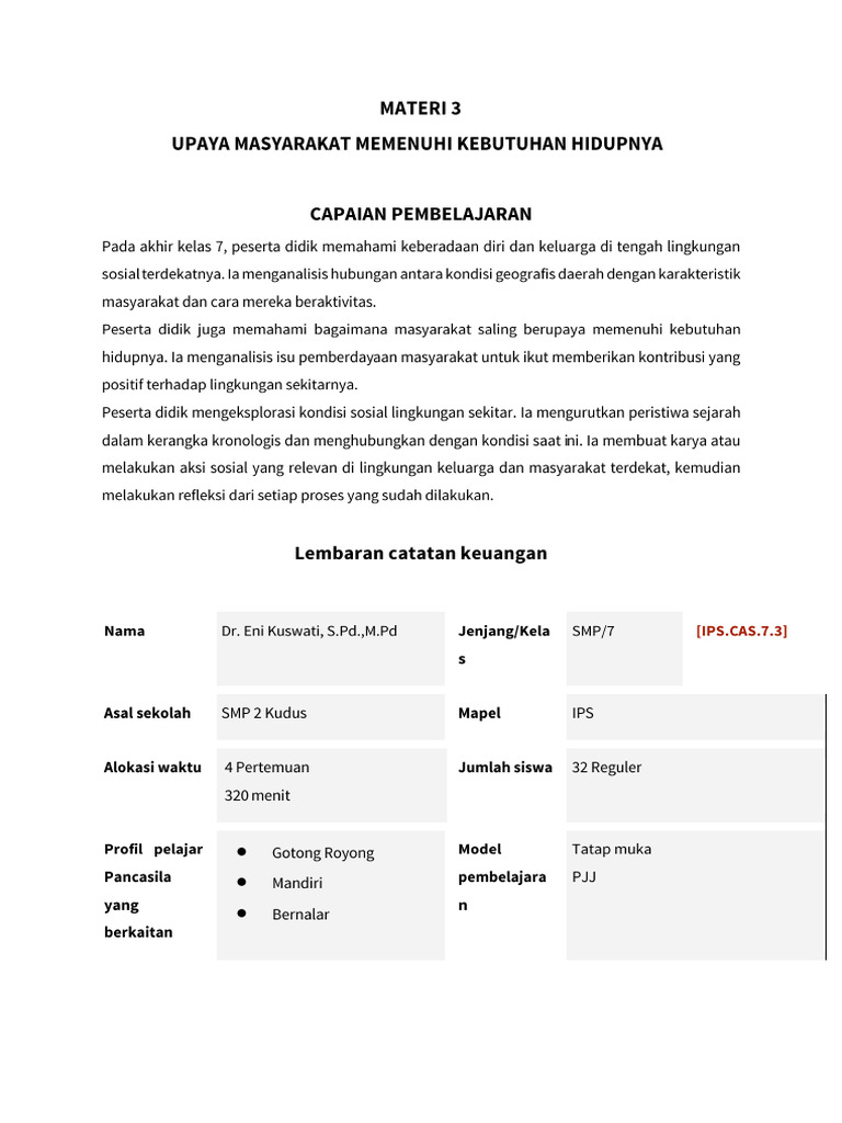 Fase D - TP 3.4 Mengelola Keuangan Sederhana Dalam Keluarga | PDF