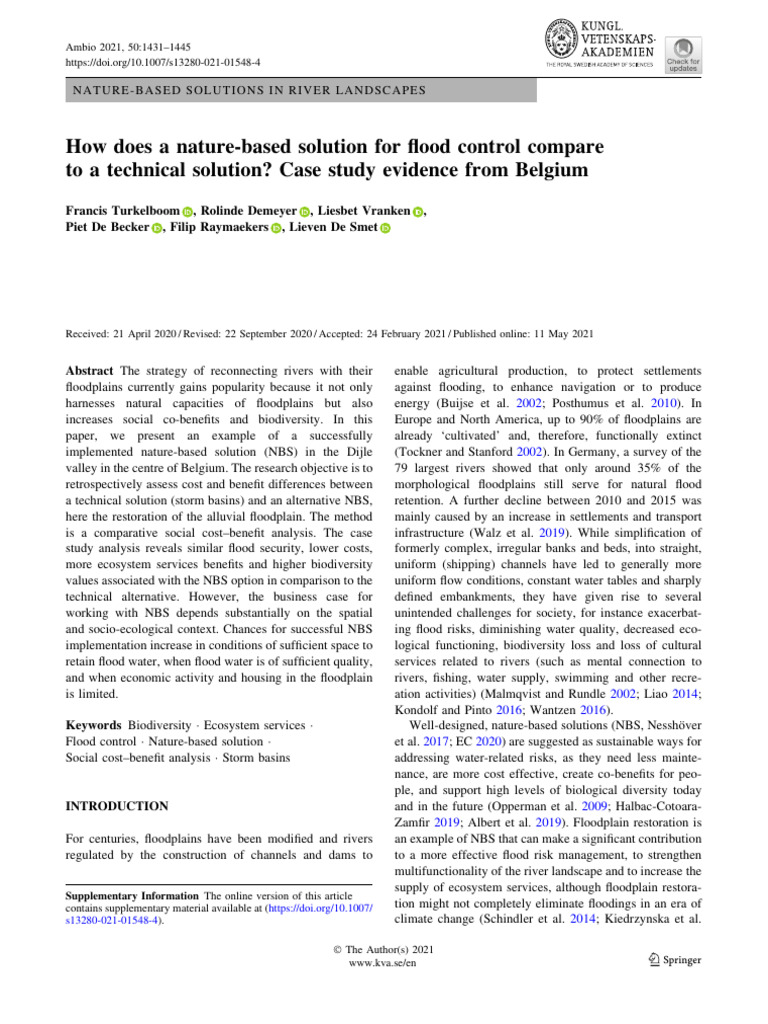 How Does A Nature-Based Solution For Flood Control Compare | PDF