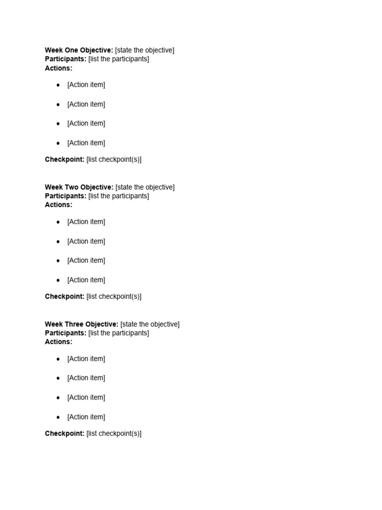 Weekly Rollout Plan Template | PDF