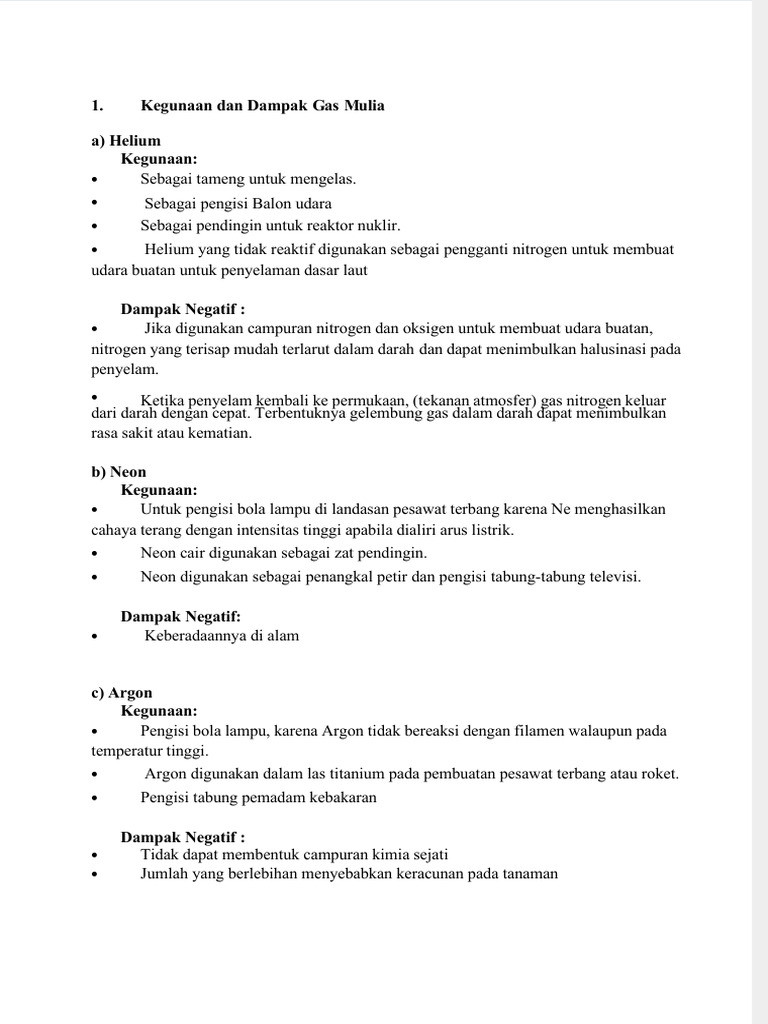 Dokumen - Tips - Kegunaan Dan Dampak Gas Mulia | PDF