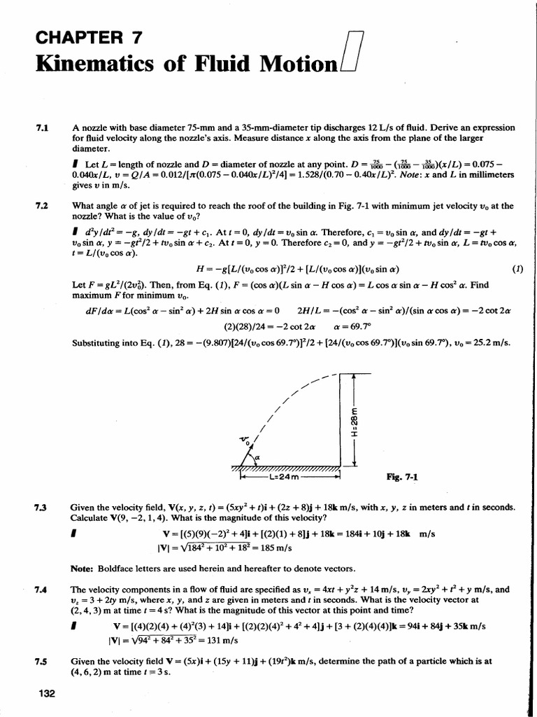 Solved Problems - Fluid Flow - Kinematics of Fluid Motion | PDF