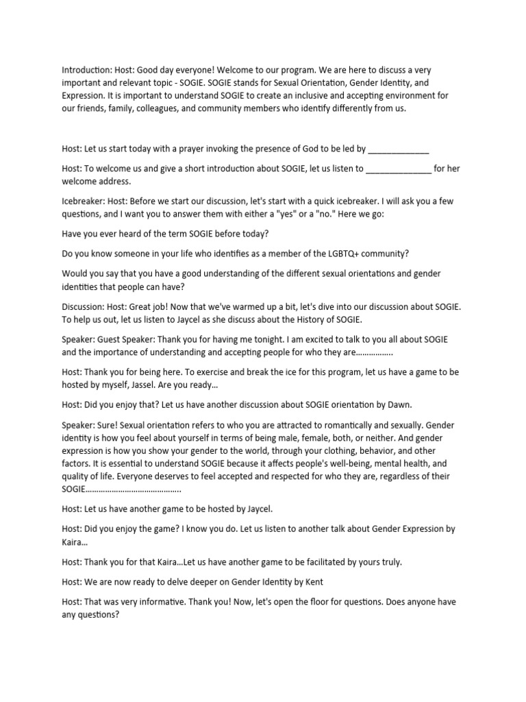 Understanding SOGIE: A Discussion | PDF