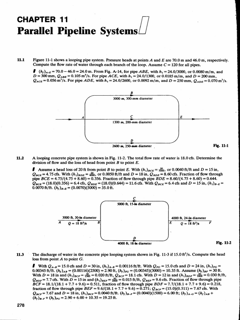 Solved Problems - Fluid Flow - Parallel Pipeline Systems | PDF