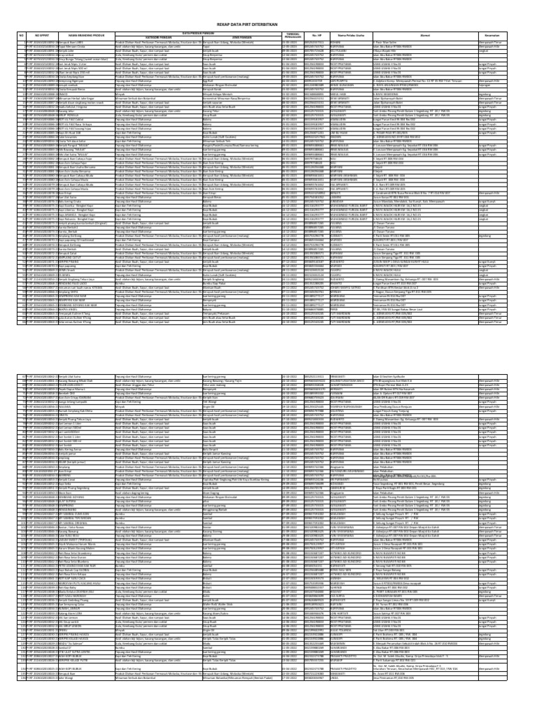 Rekap Data PIRT | PDF