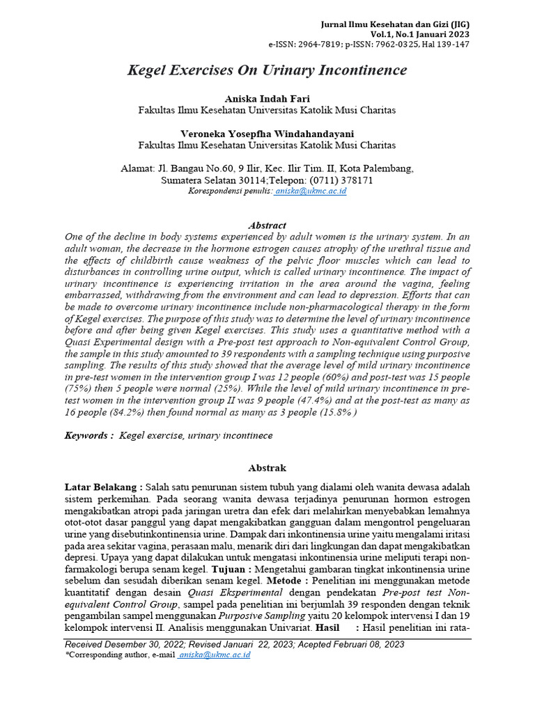 139-147 Kegel Exercises On Urinary Incontinence | PDF | Urinary ...