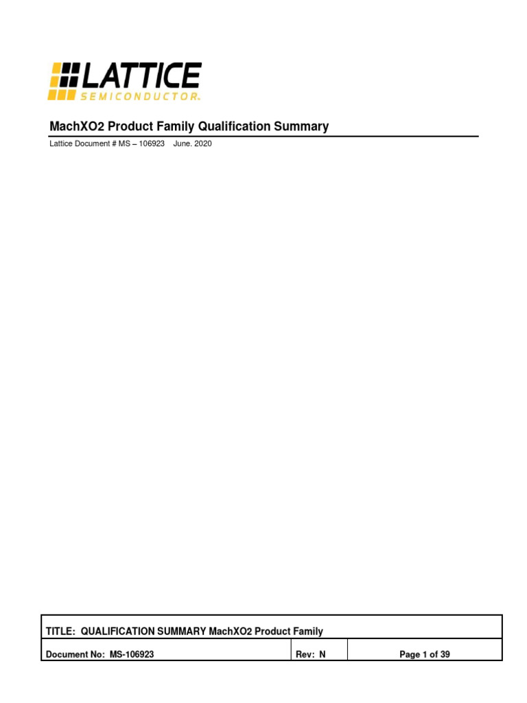 Mach XO2 Product Family Qualification Summary | PDF