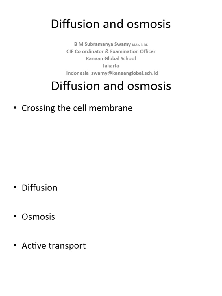 Diffusion & Osmosis PDF | PDF