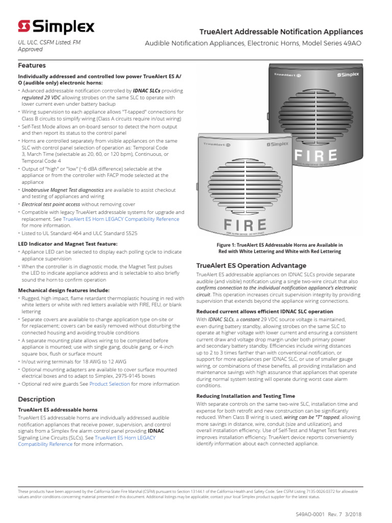 49AO-0001 Audible Notification Appliances | Download Free PDF ...