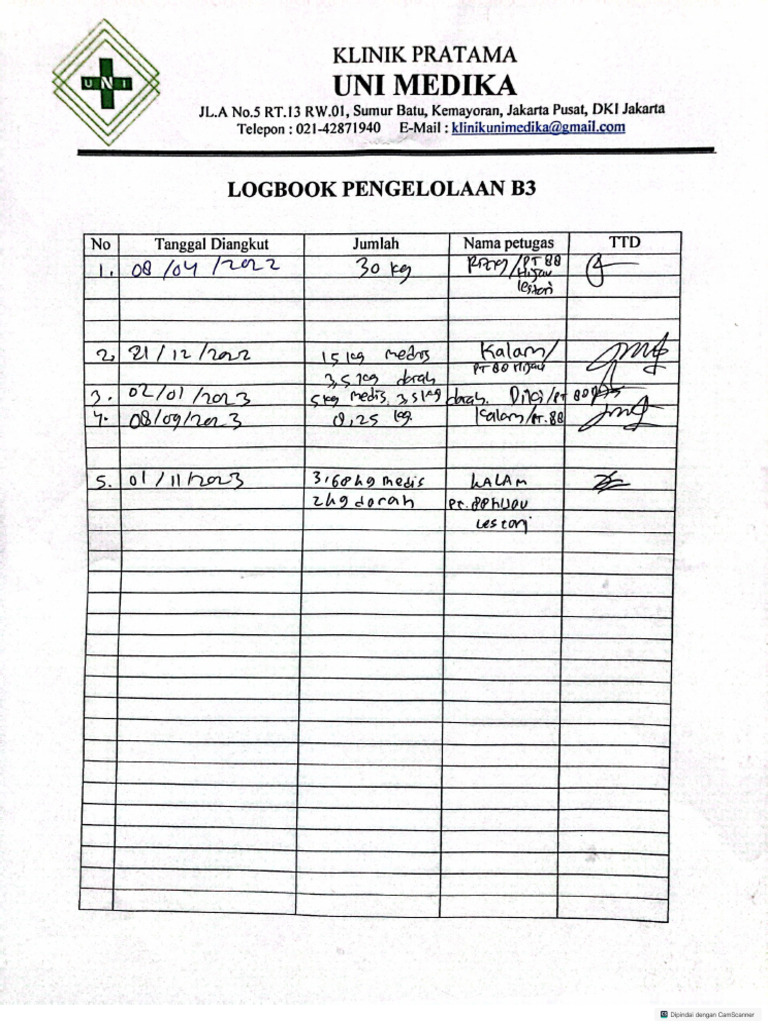 logbook pengeluaran B3 | PDF