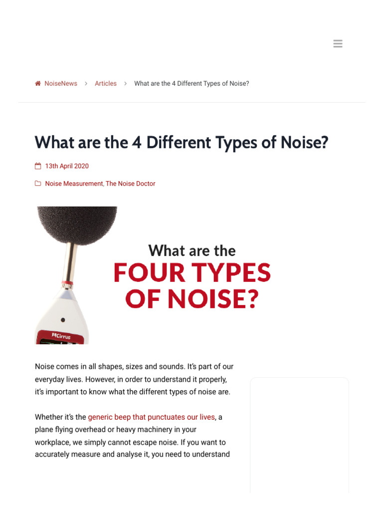 What Are The Four Different Types of Noise - Cirrus Research | PDF ...