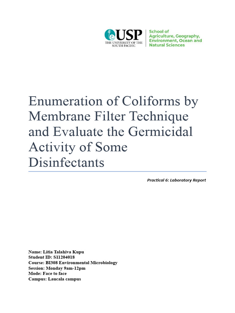 Microbiology Lab: Coliforms & Disinfectants | PDF