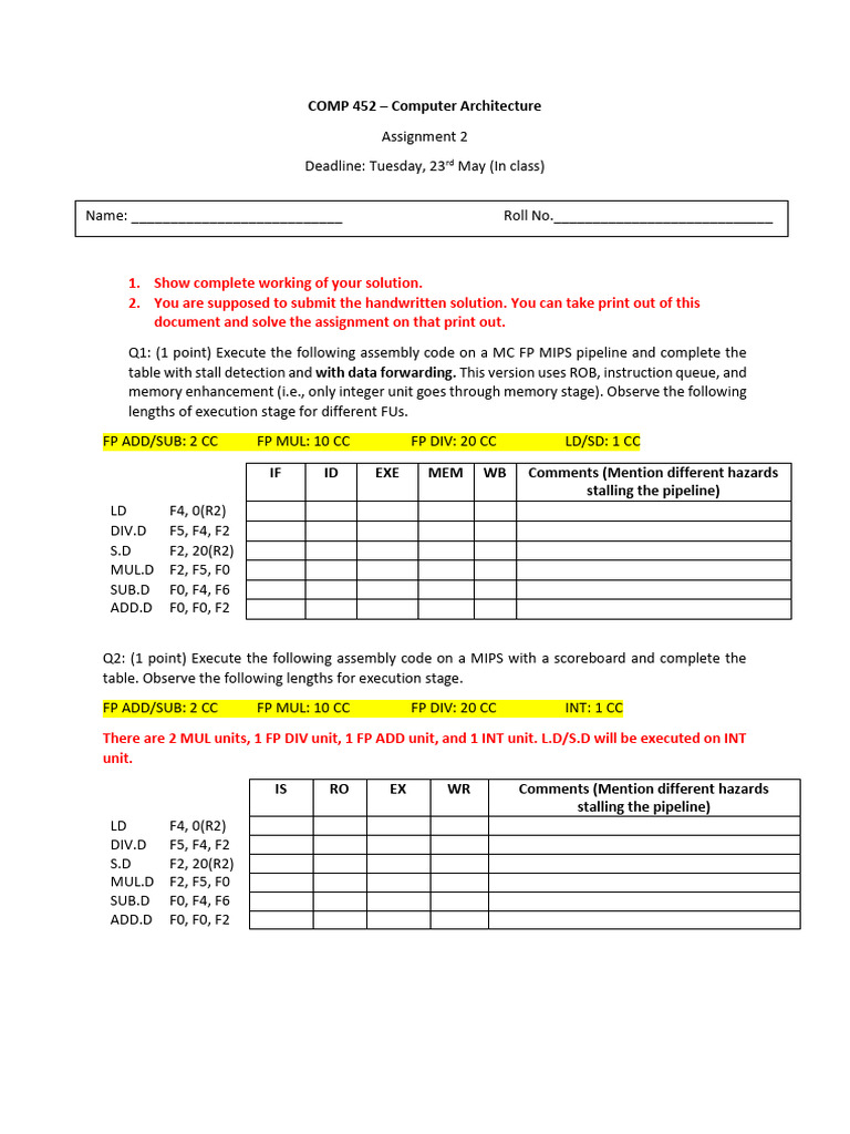 Assignment 2 | PDF | Computer Science | Computer Architecture