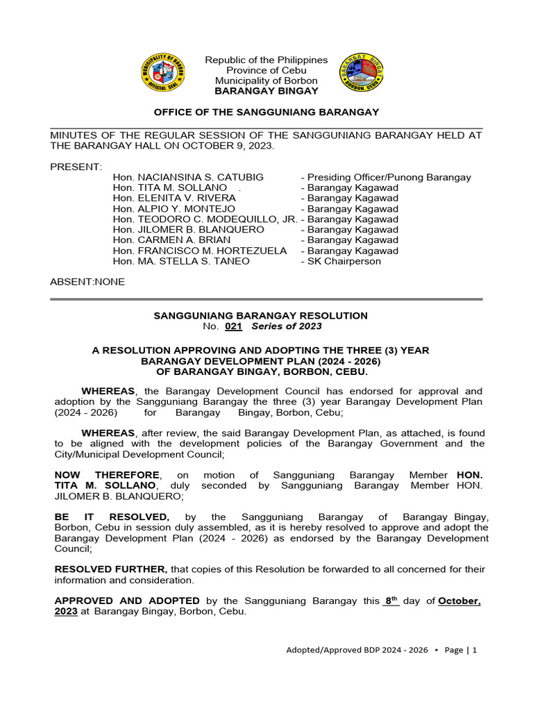 2023 - 021 - BDP 2024-2026 Approved | PDF