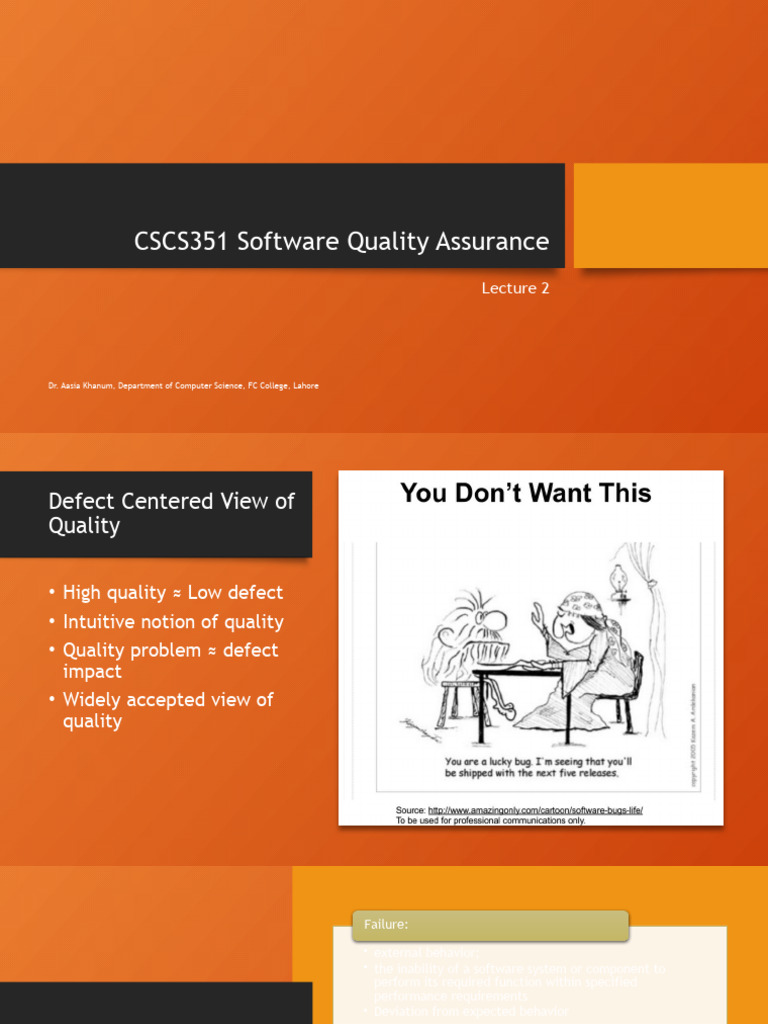 Lecture 2 Defect Focused View of Quality | PDF | Software Quality | Computing